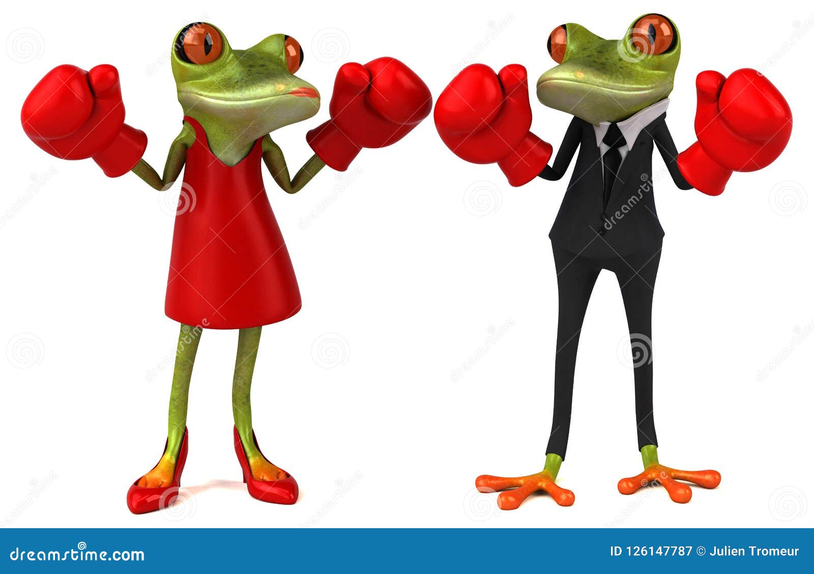 Fun Frogs Fighting - 3D Illustration Stock Illustration - Illustration ...