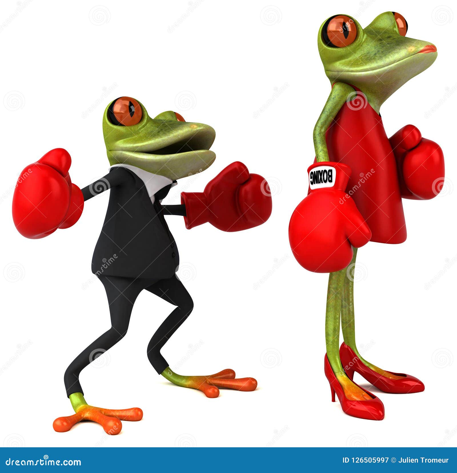 Fun Frogs Fighting - 3D Illustration Stock Illustration - Illustration of frog, boxing: 126505997