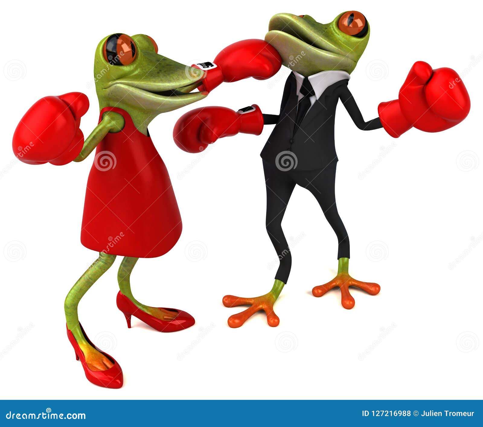 Fun Frogs Fighting - 3D Illustration Stock Illustration - Illustration ...