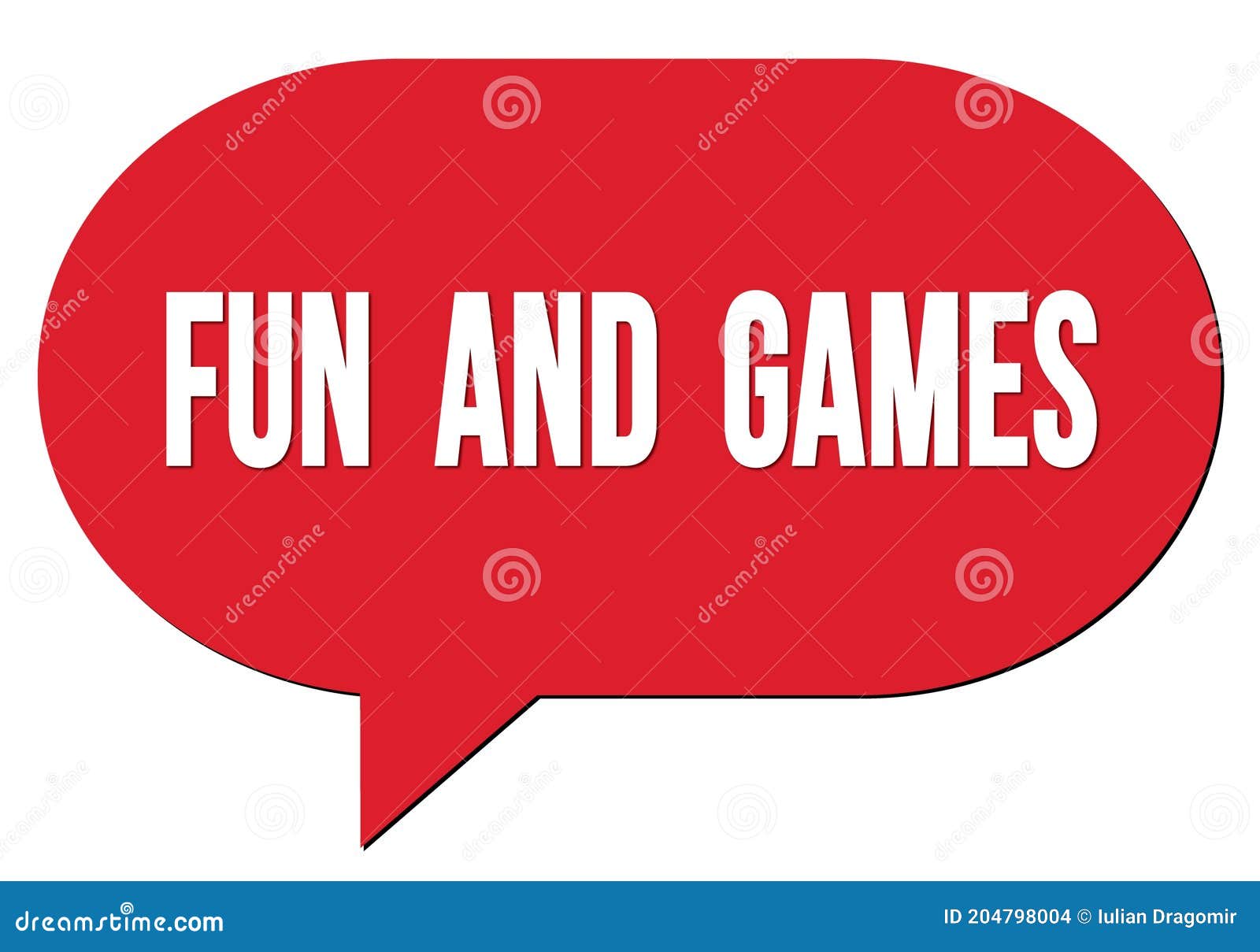 FUN and GAMES Text Written in a Red Speech Bubble Stock Illustration ...