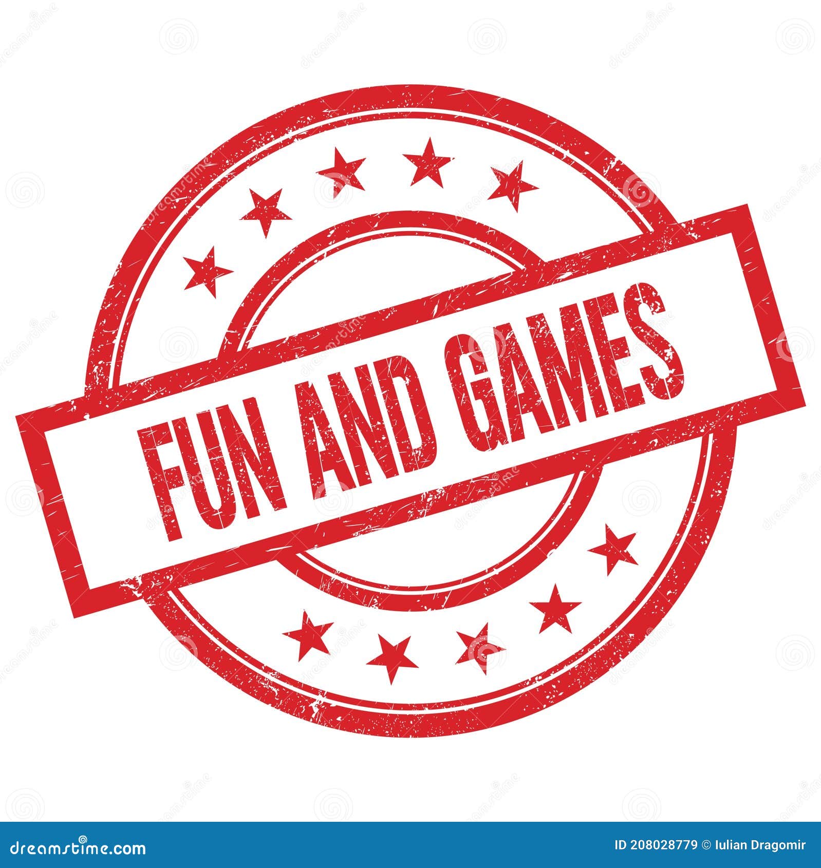 FUN and GAMES Text Written on Red Vintage Round Stamp Stock ...