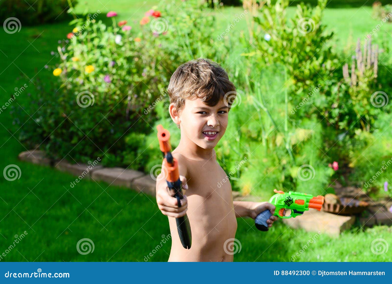 Fun in garden in summer stock photo. Image of happiness - 88492300