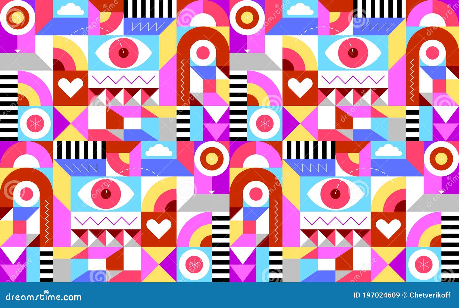 Fun Geometric Seamless Background Stock Vector - Illustration of ...