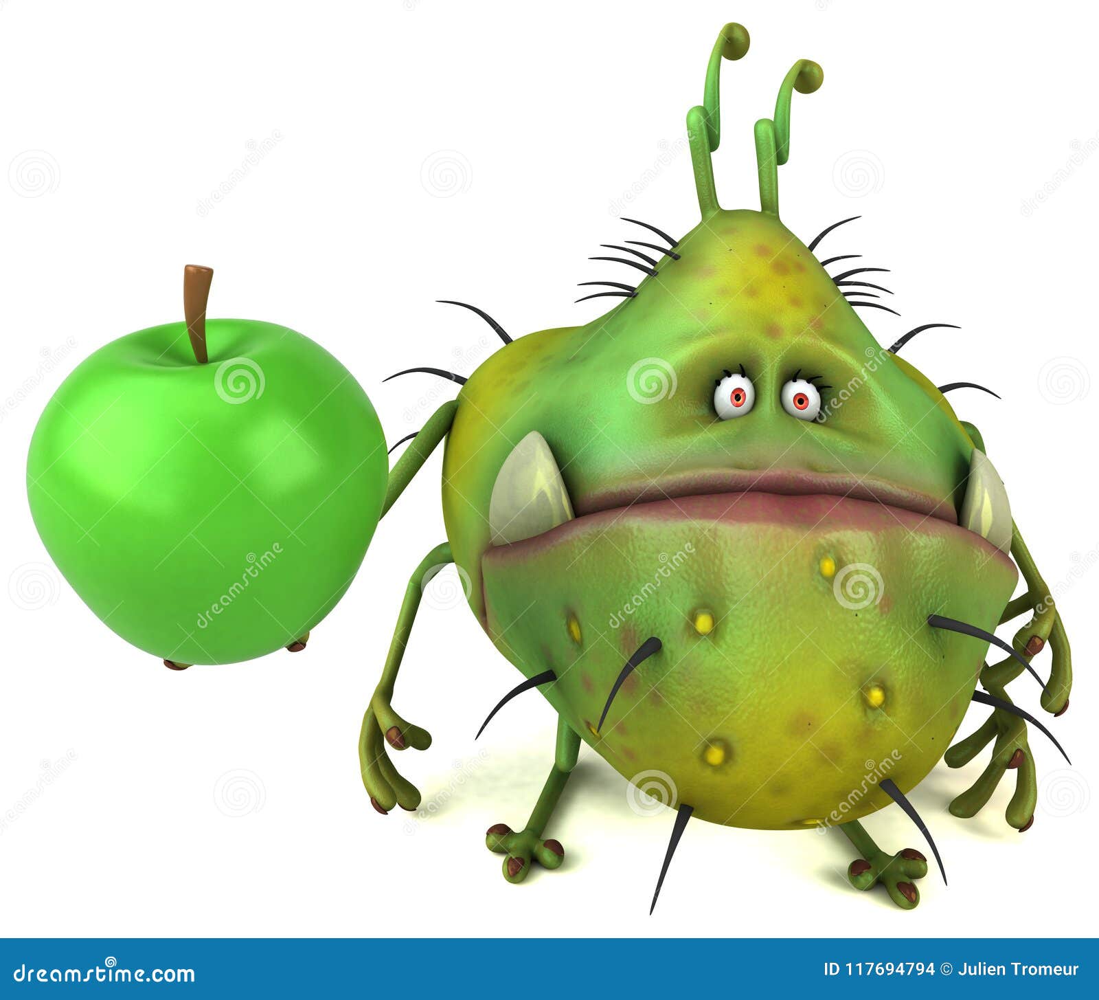 Fun germ - 3D Illustration stock illustration. Illustration of microbe ...