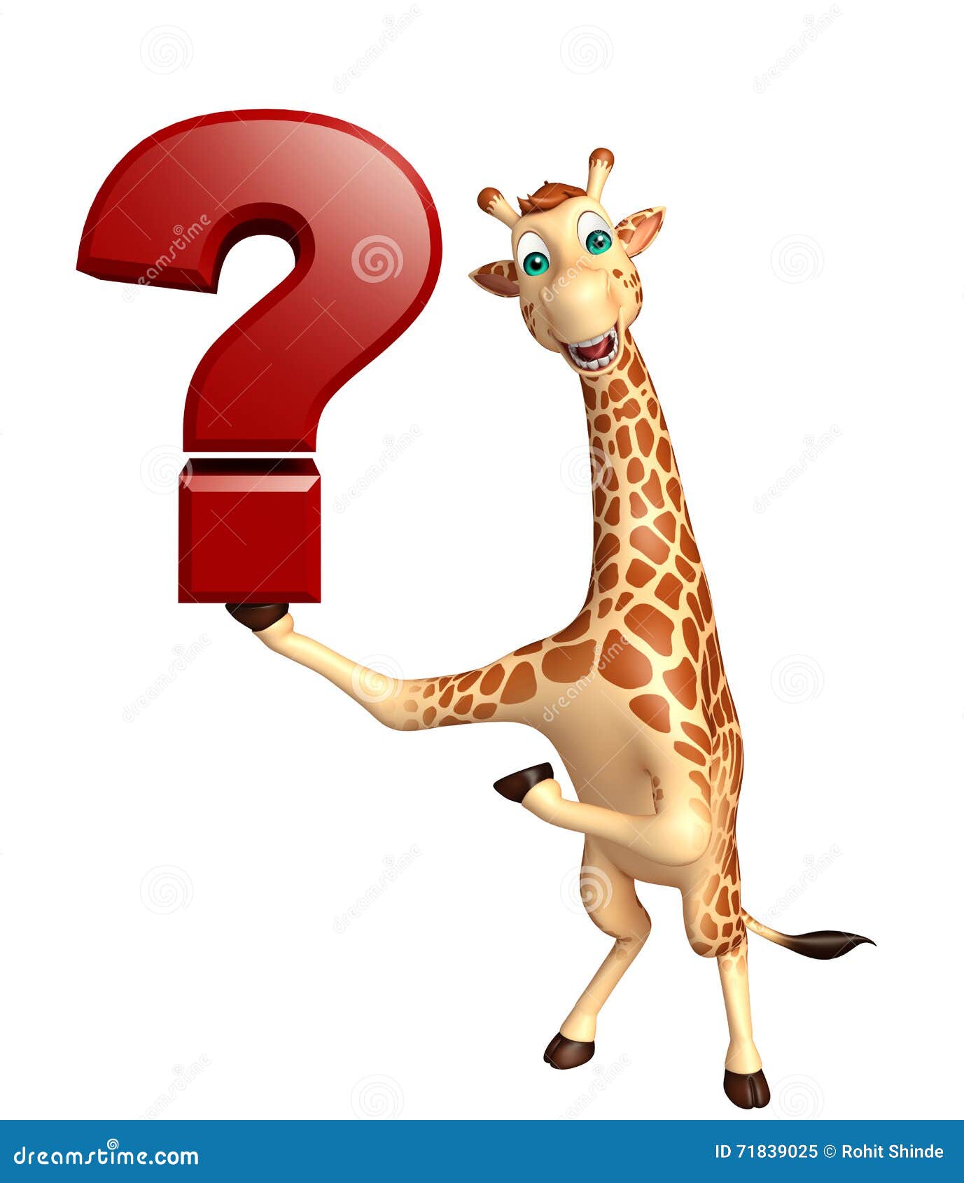 Fun Giraffe Cartoon Character with Question Sign Stock Illustration ...
