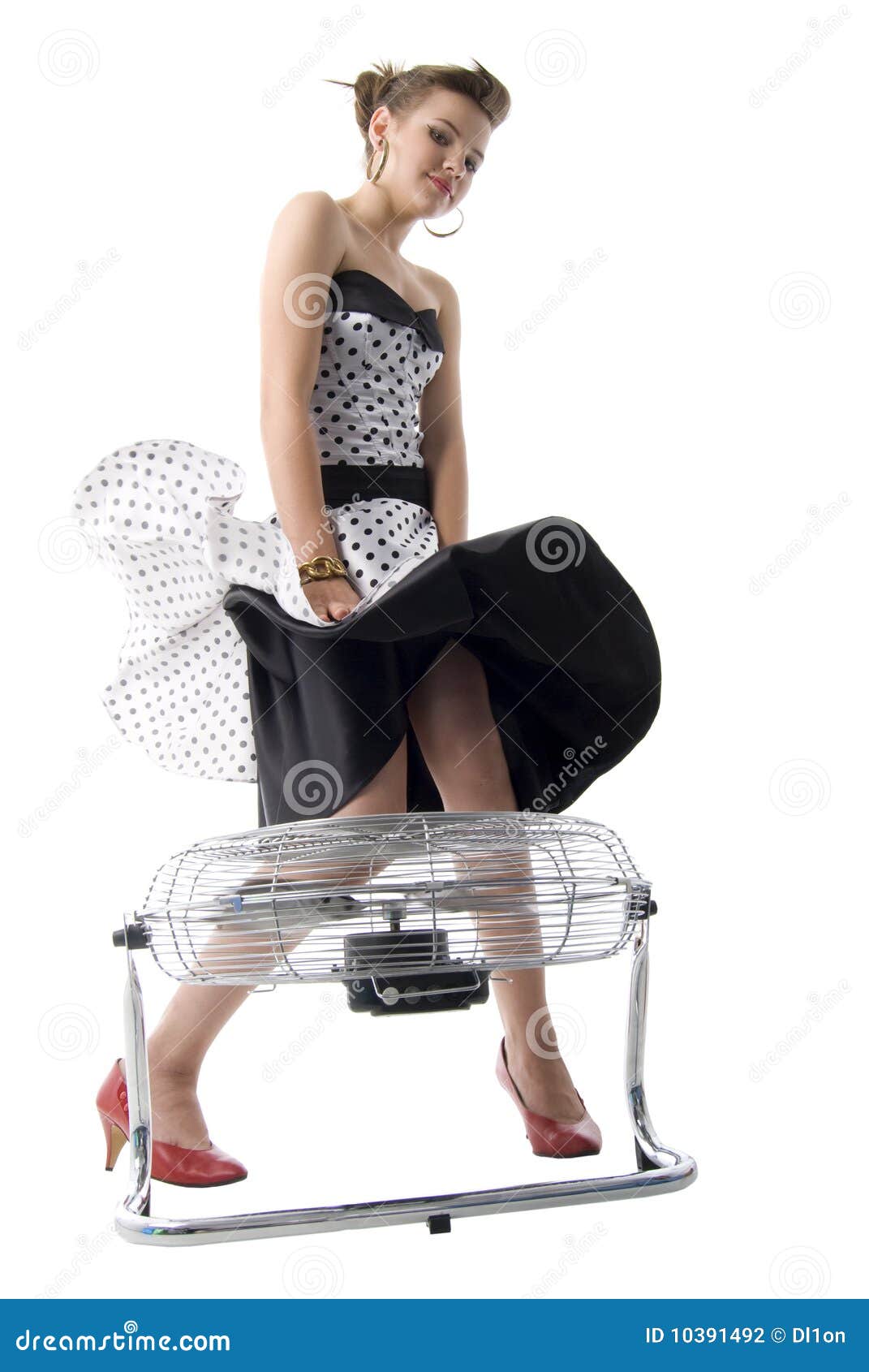 Fun Girl and Fan Blower. stock photo. Image of beauty - 10391492