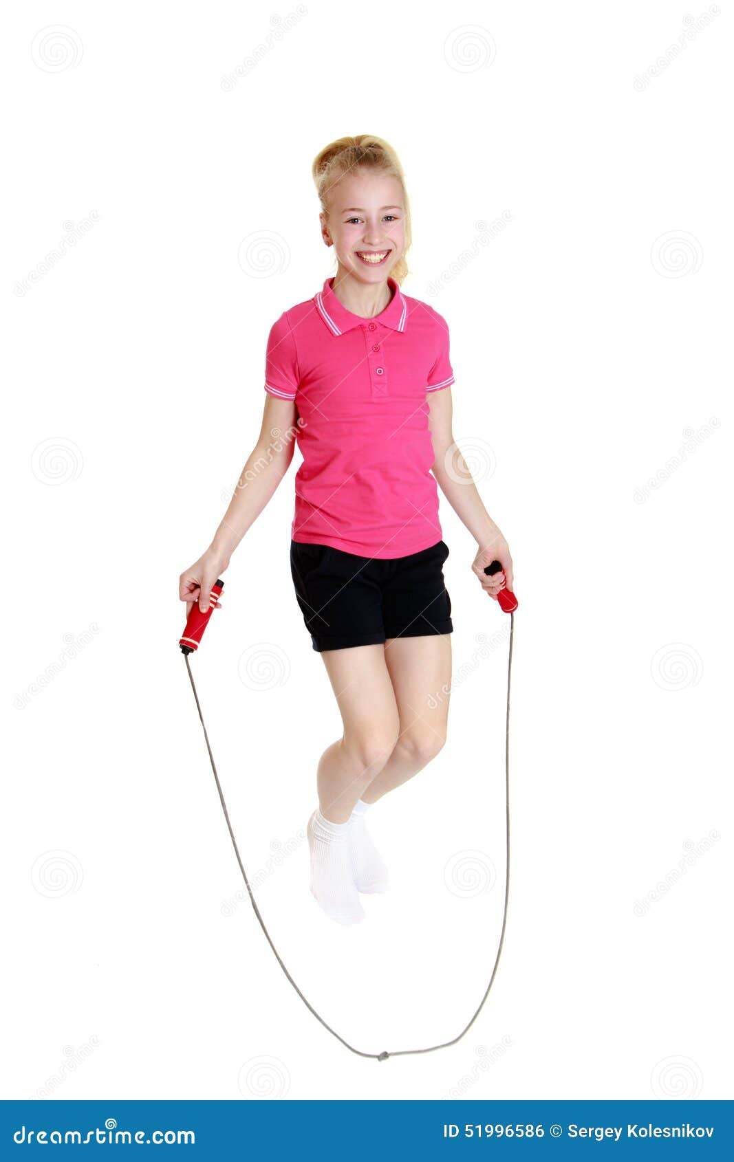 Fun girl jumping rope stock photo. Image of childhood - 51996586