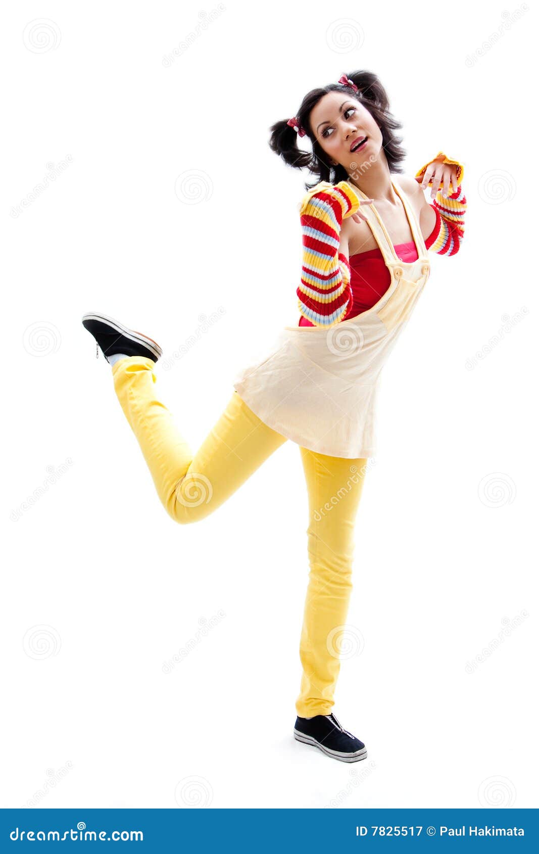 Fun girl standing stock image. Image of black, isolated - 7825517