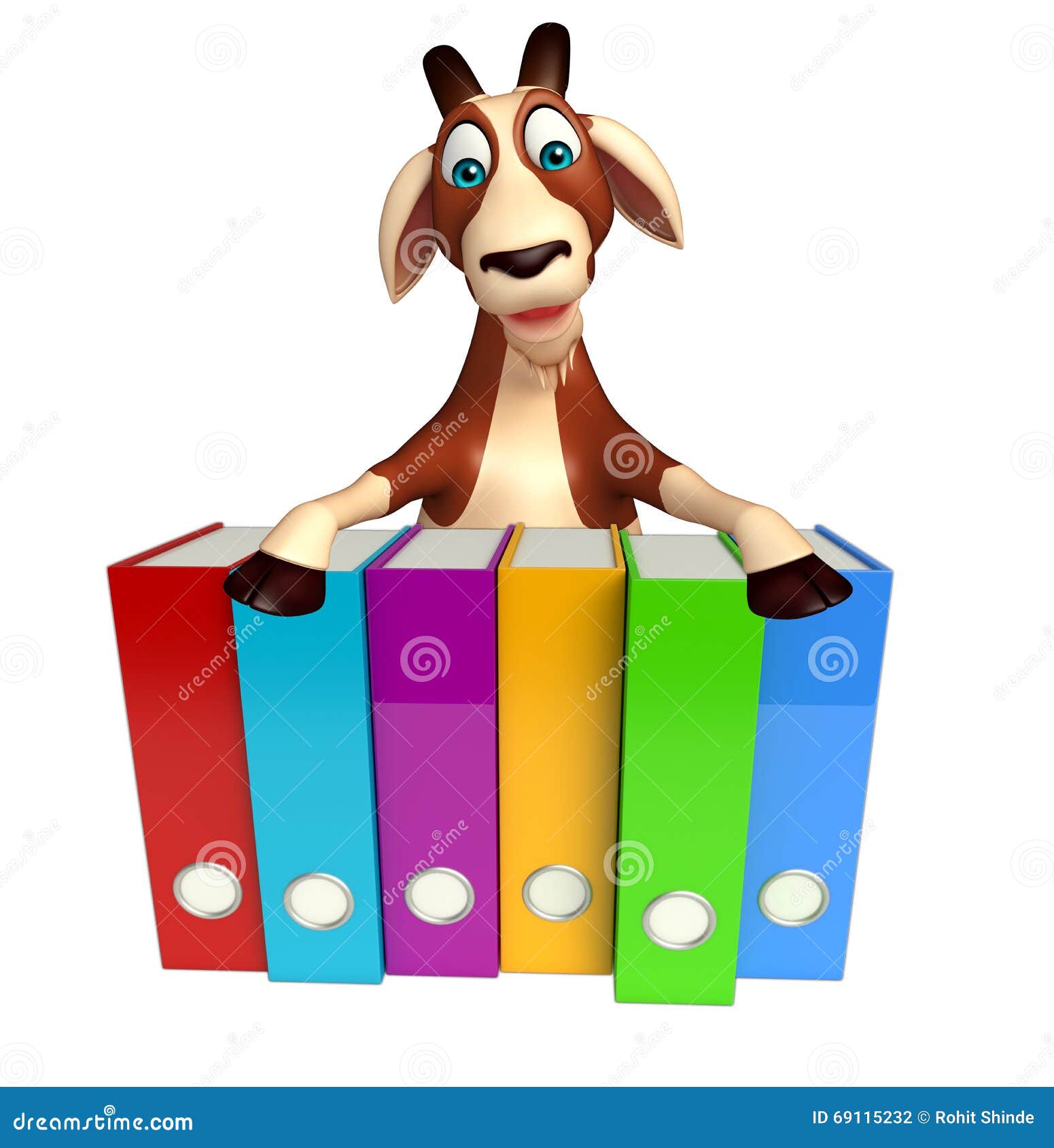 Fun Goat Cartoon Character with Clock Stock Illustration - Illustration ...