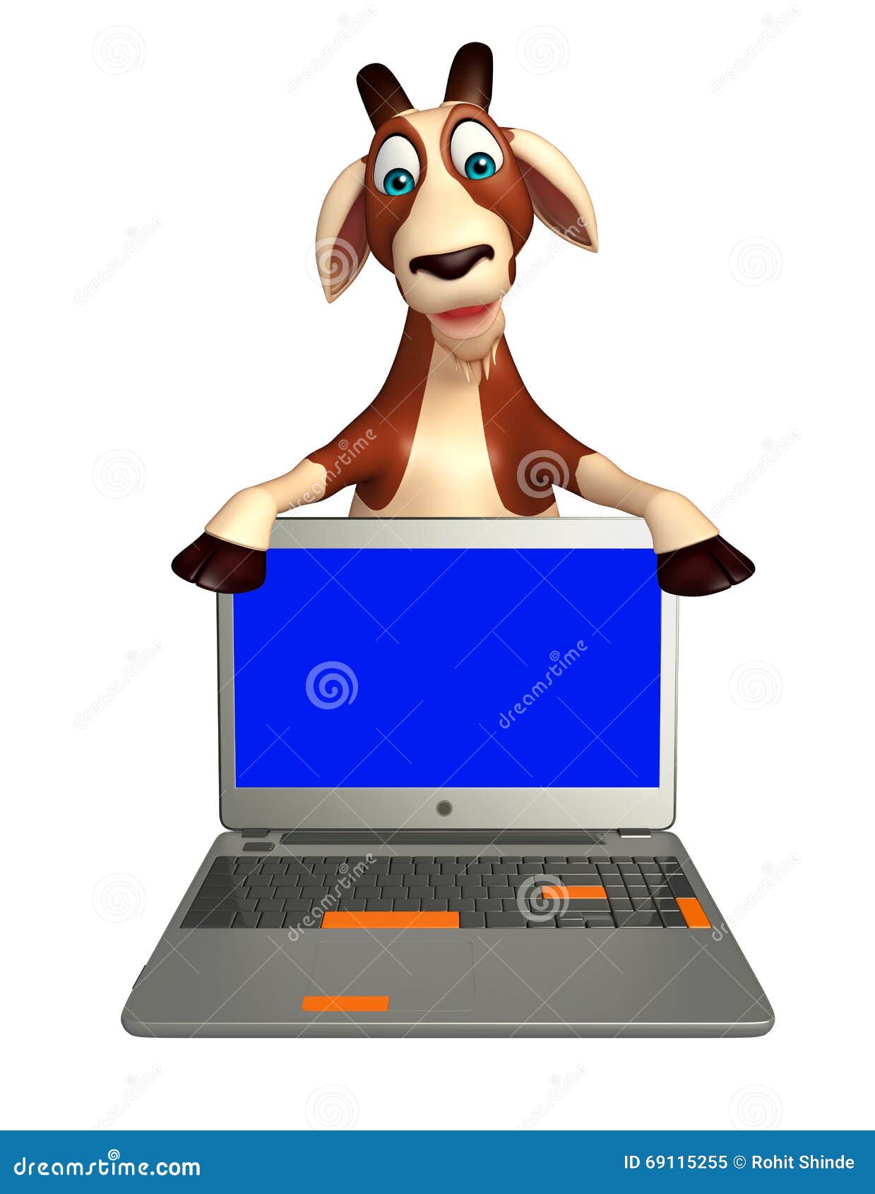Fun Goat Cartoon Character with Clock Stock Illustration - Illustration ...