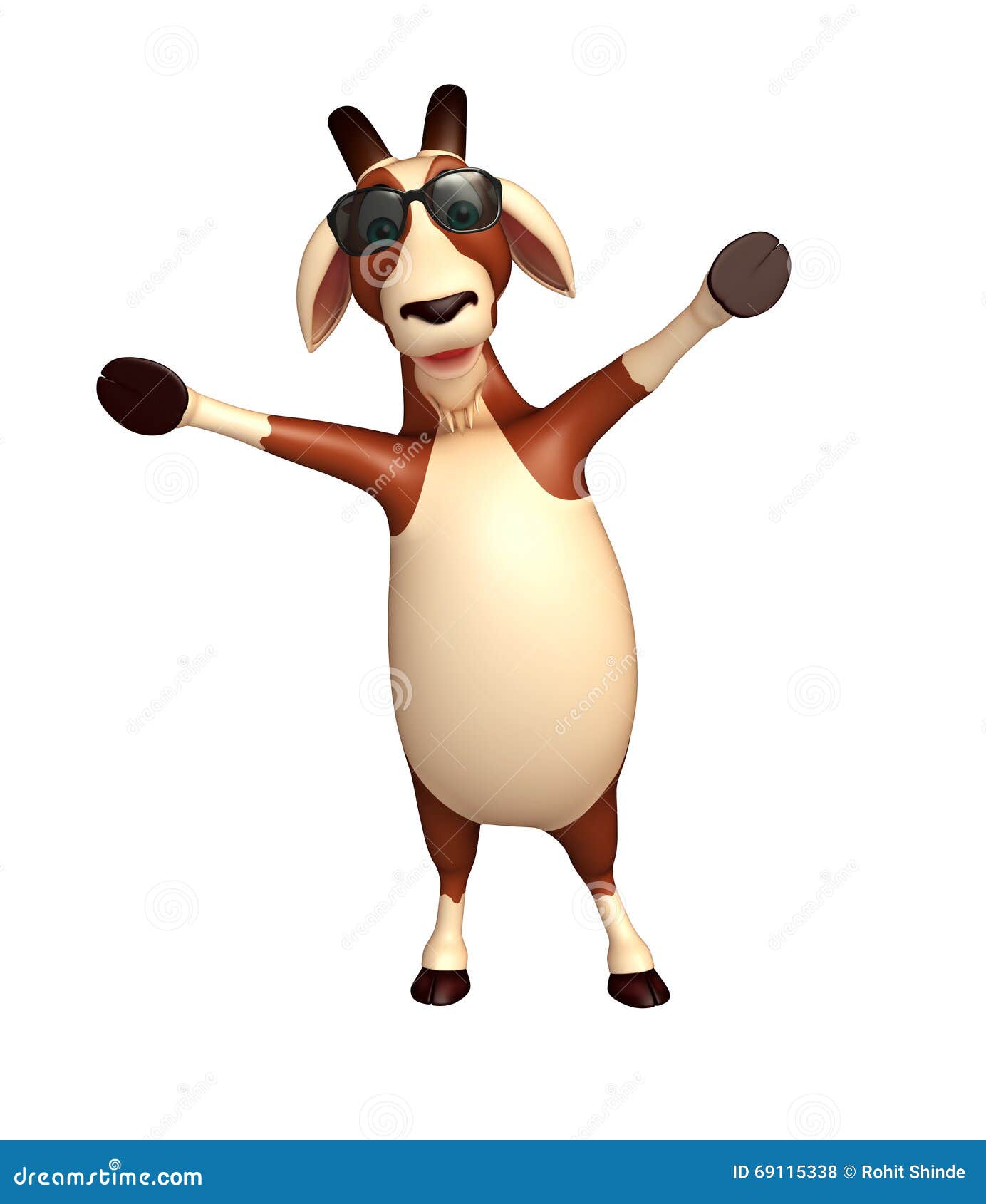 Fun Goat Cartoon Character with Clock Stock Illustration - Illustration ...