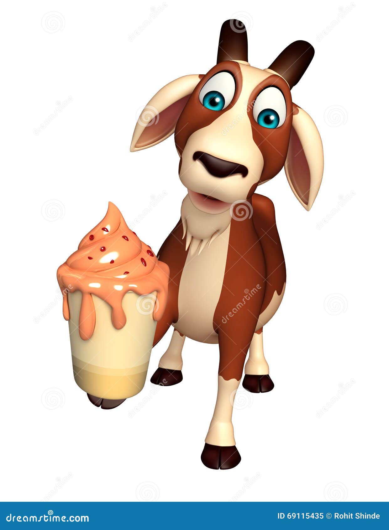 Fun Goat Cartoon Character with Clock Stock Illustration - Illustration ...