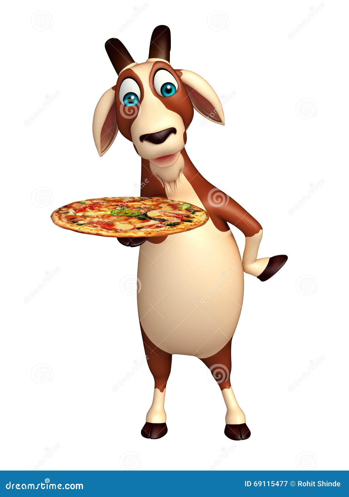 Fun Goat Cartoon Character with Clock Stock Illustration - Illustration ...