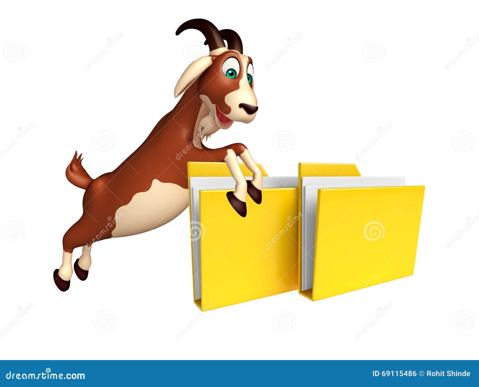 Fun Goat Cartoon Character with Clock Stock Illustration - Illustration ...