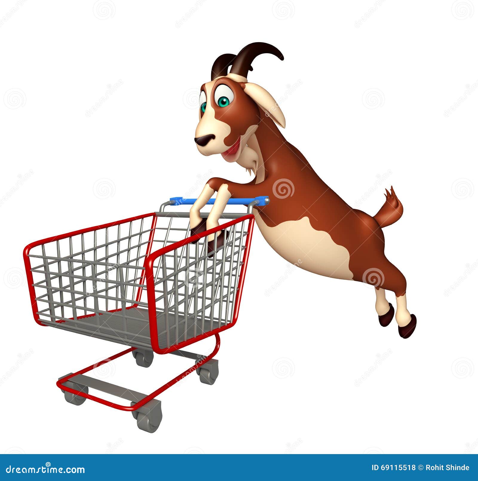 Fun Goat Cartoon Character with Clock Stock Illustration - Illustration ...