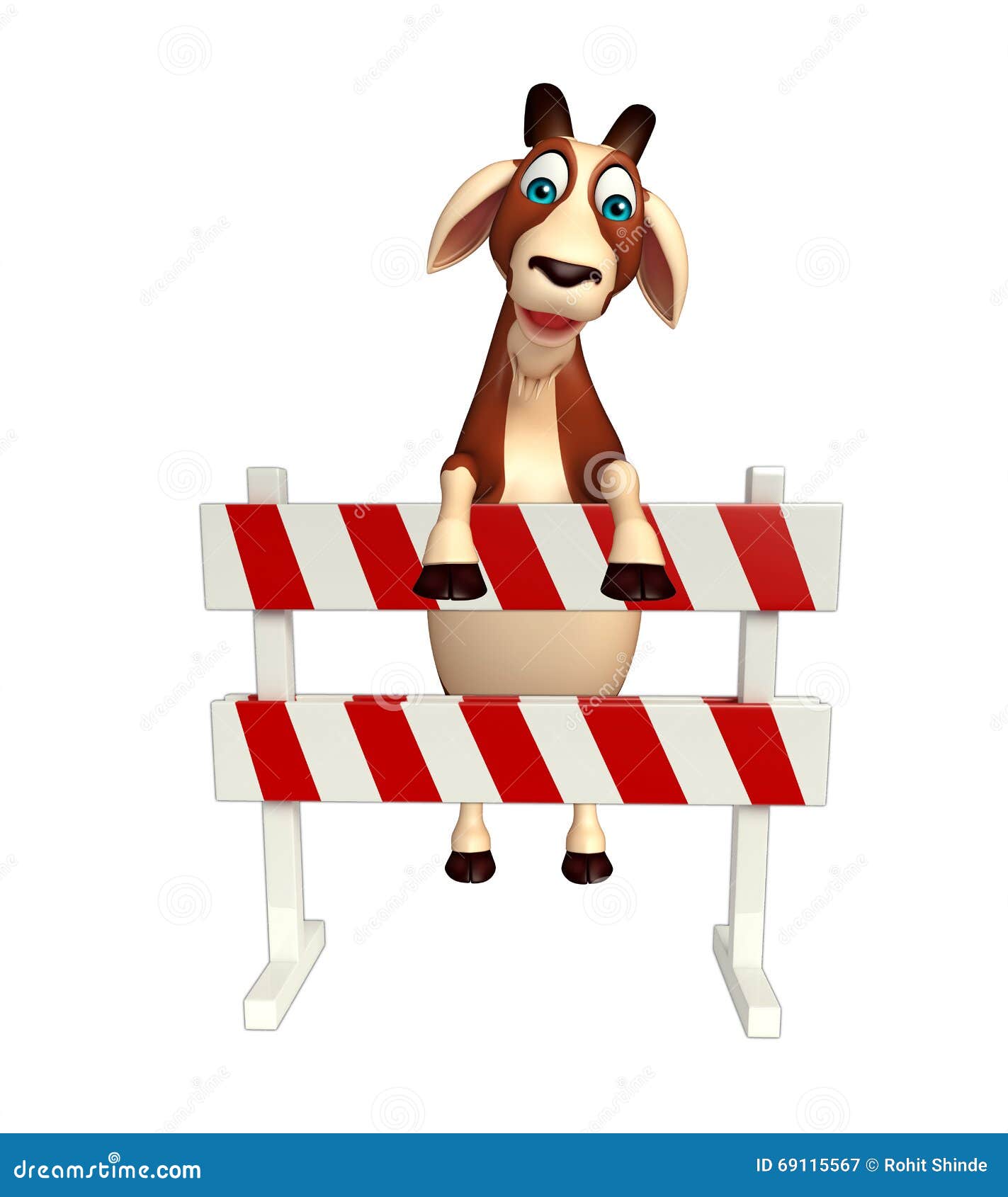 Fun Goat Cartoon Character with Clock Stock Illustration - Illustration ...