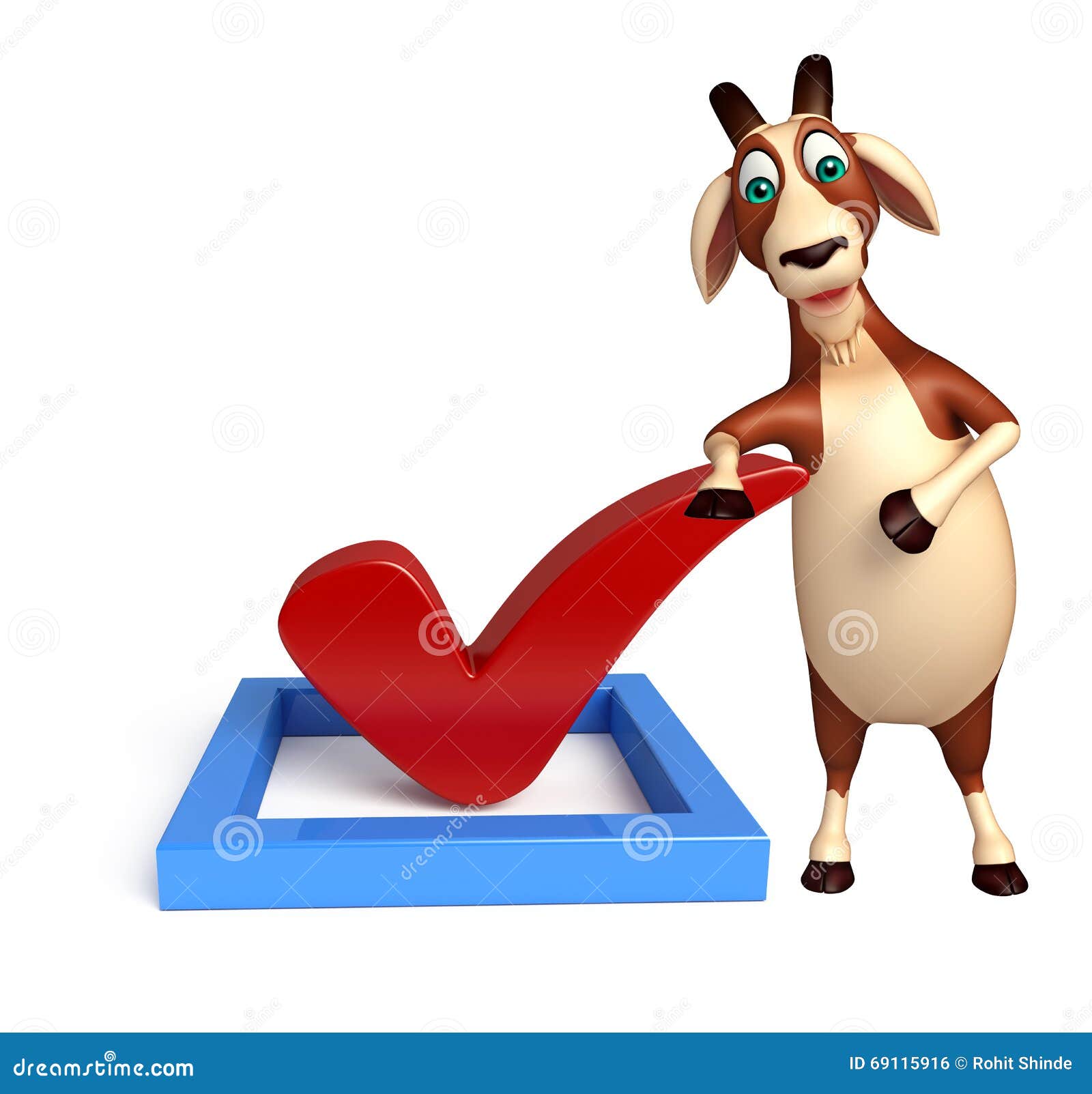 Fun Goat Cartoon Character with Clock Stock Illustration - Illustration ...