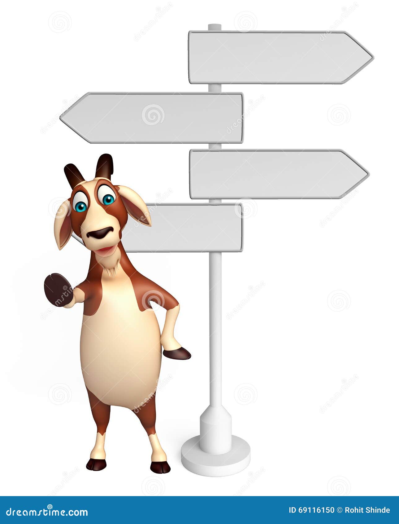 Fun Goat Cartoon Character with Clock Stock Illustration - Illustration ...