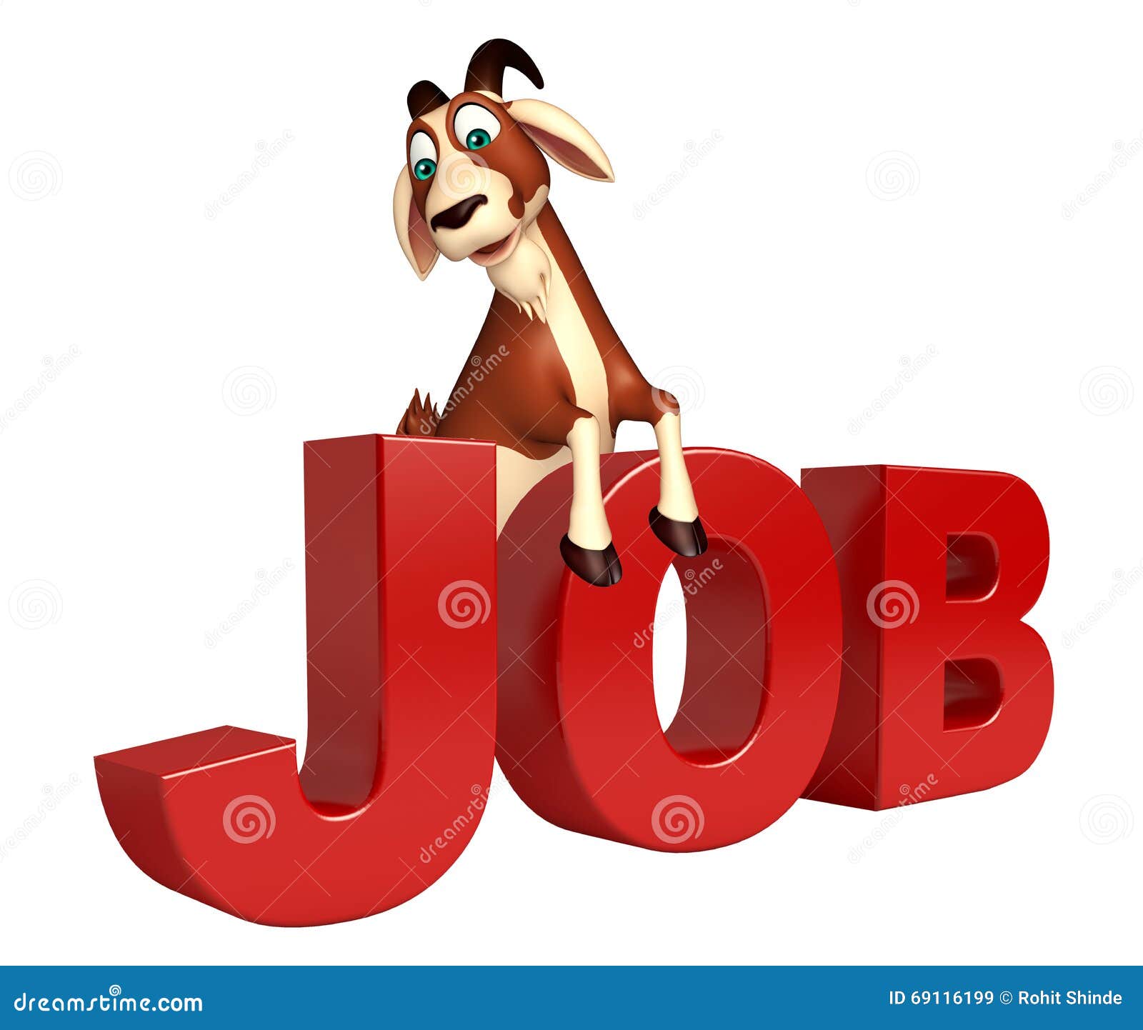 Fun Goat Cartoon Character with Clock Stock Illustration - Illustration ...