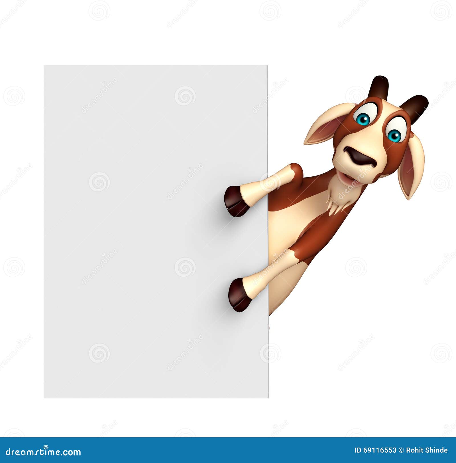 Fun Goat Cartoon Character with Clock Stock Illustration - Illustration ...