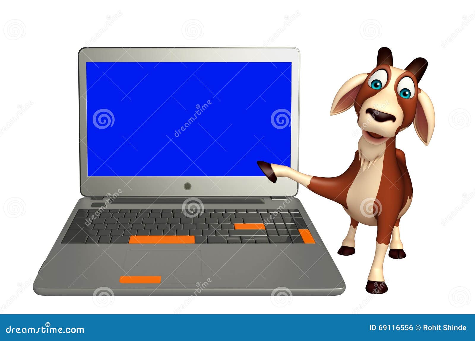 Fun Goat Cartoon Character with Clock Stock Illustration - Illustration ...