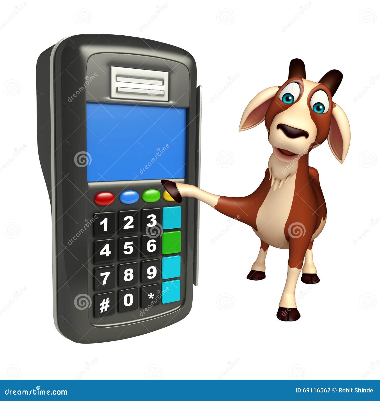 Fun Goat Cartoon Character with Clock Stock Illustration - Illustration ...