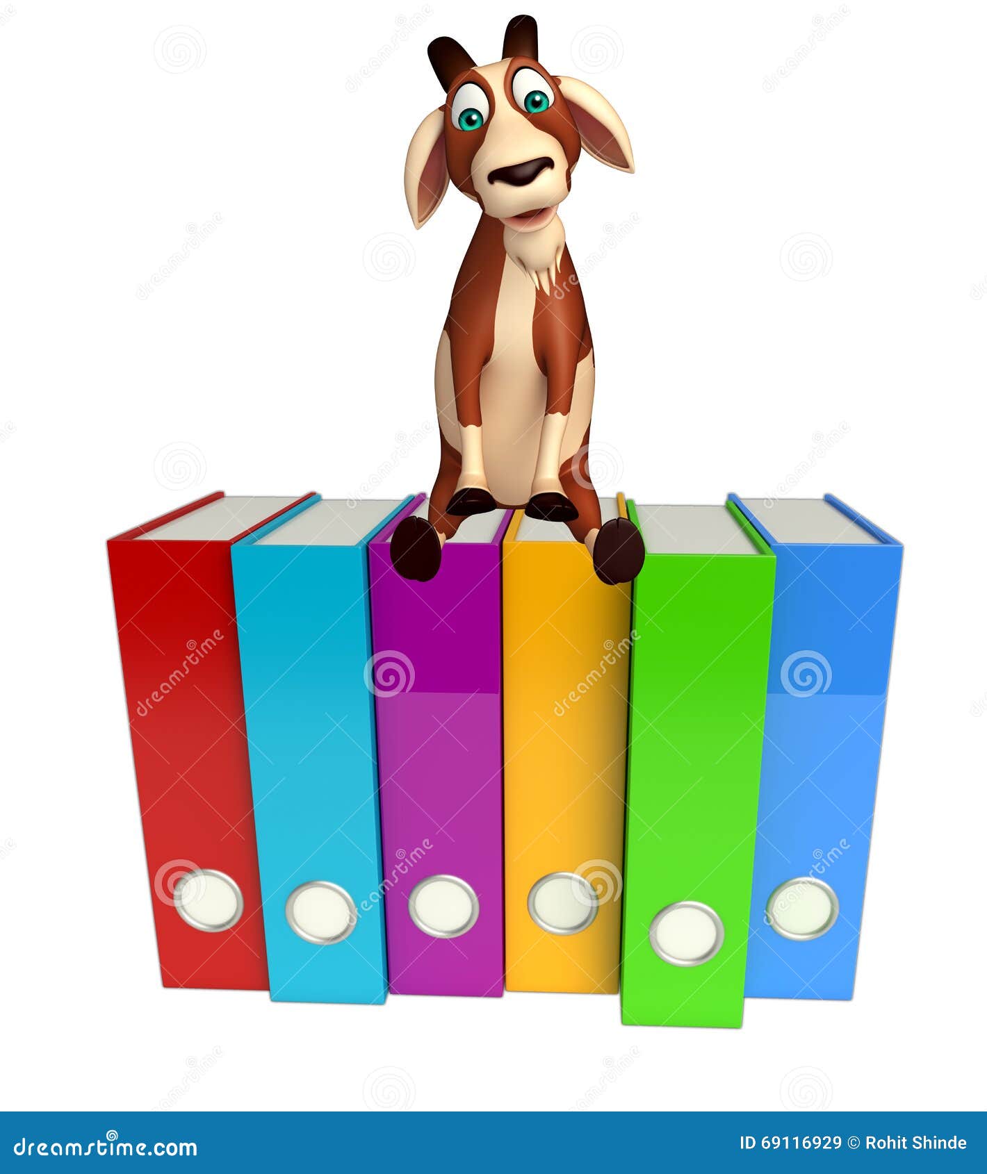 Fun Goat Cartoon Character with Clock Stock Illustration - Illustration ...