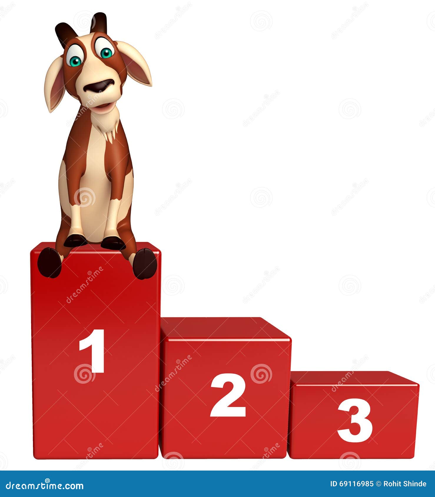 Fun Goat Cartoon Character with Level Stock Illustration - Illustration ...