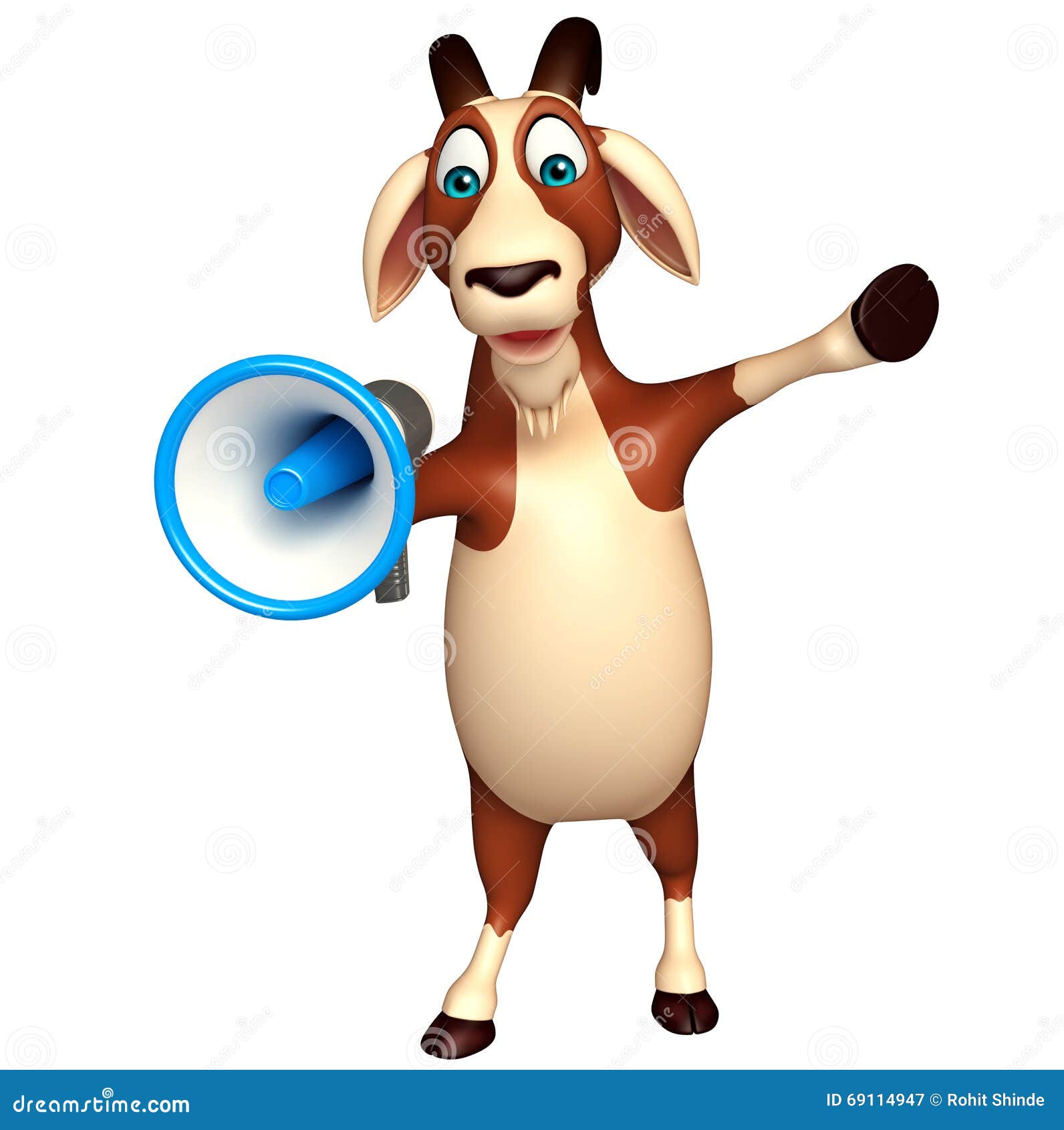 Fun Goat Cartoon Character with Loudspeaker Stock Illustration ...