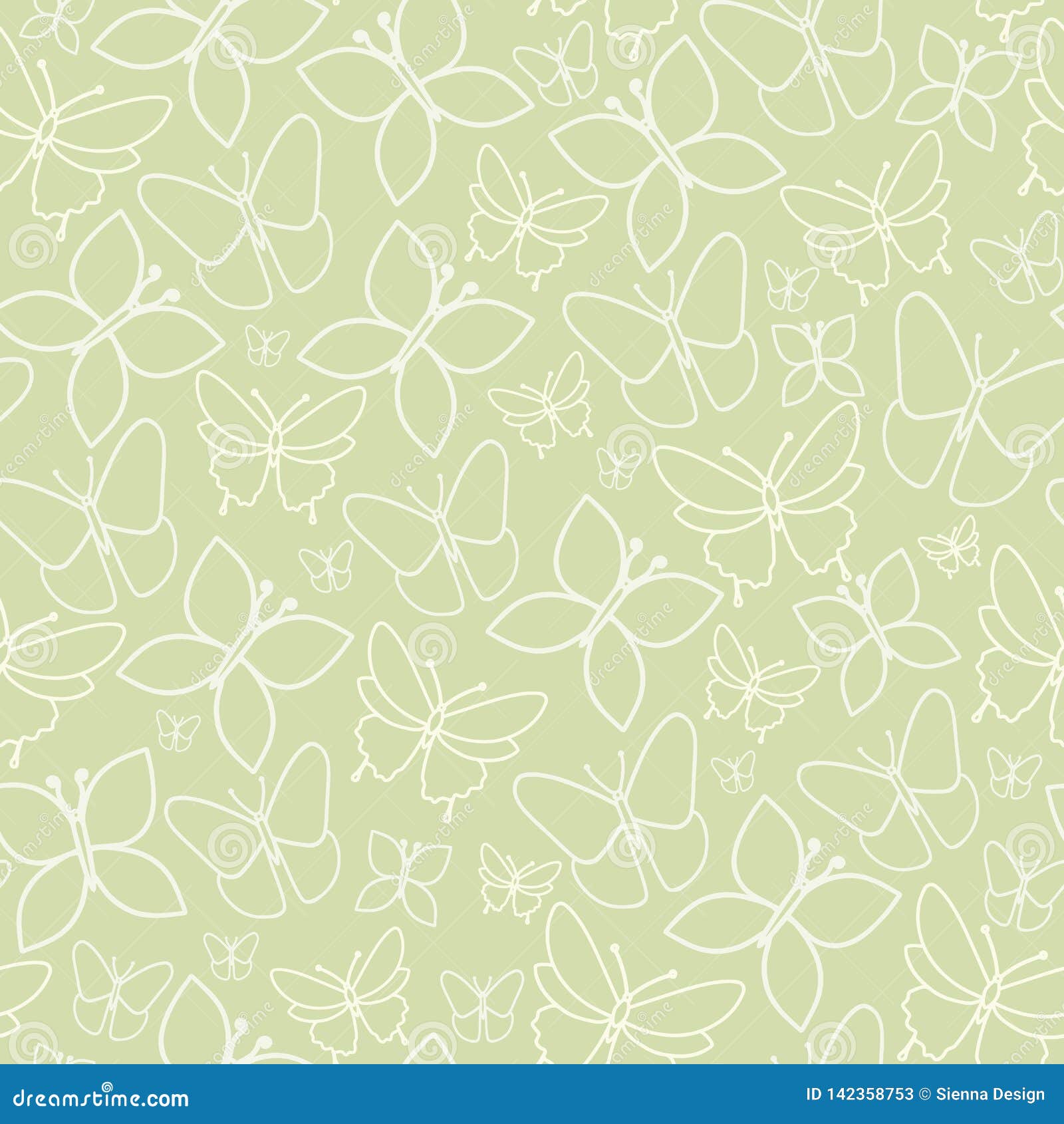 Fun Green Butterfly Seamless Pattern Texture Stock Illustration ...