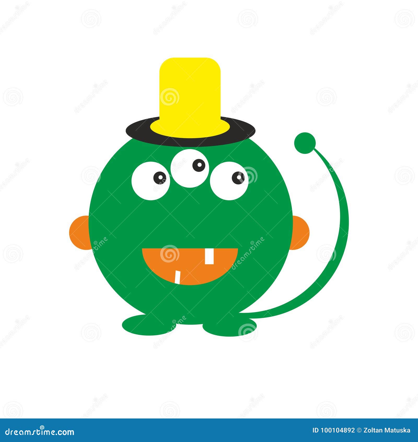 Fun Green Monster Kids Icon Friendly Illustration Vector Stock Vector ...