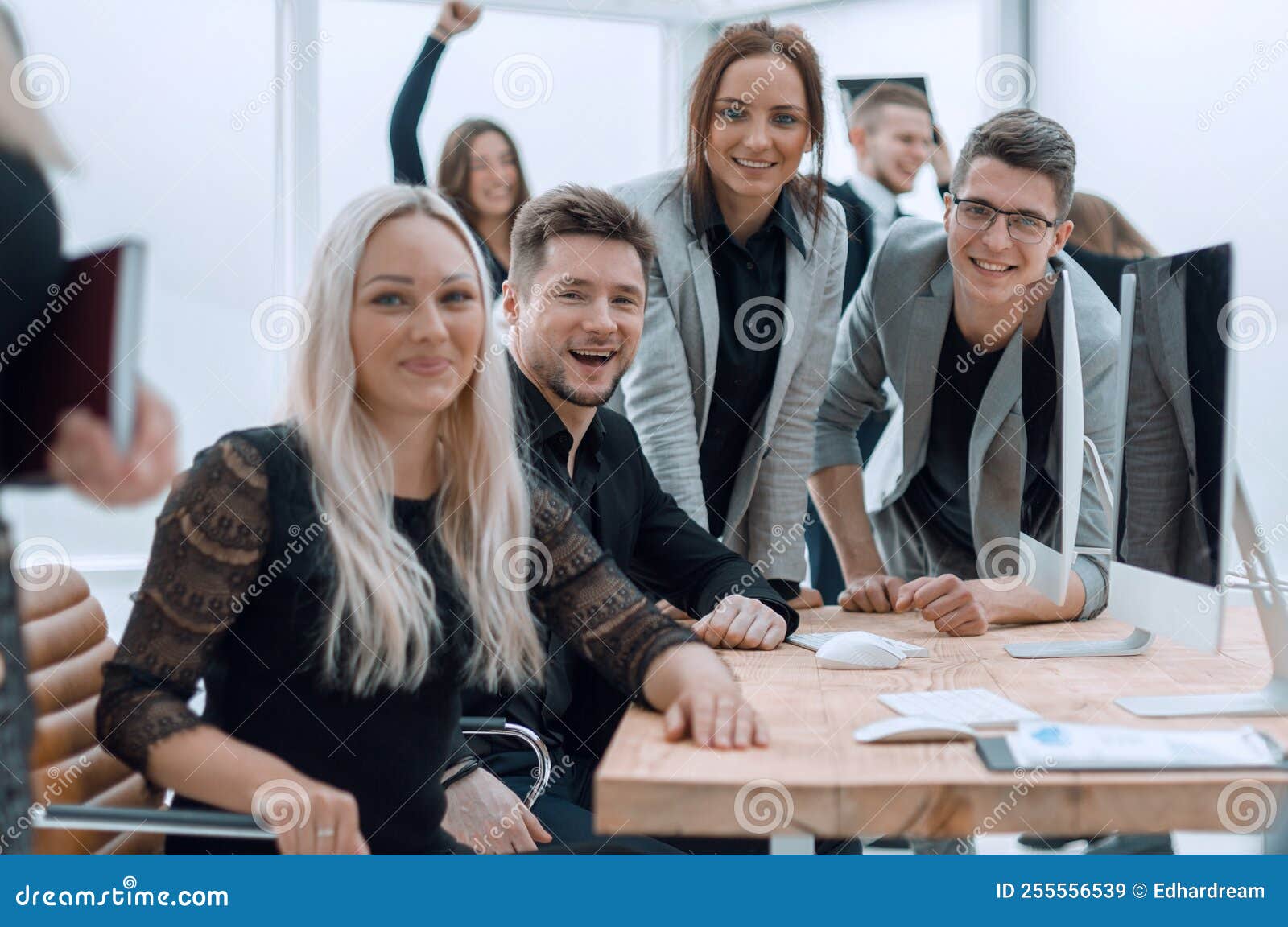 Fun Group of Young Employees in the Workplace Stock Image - Image of ...