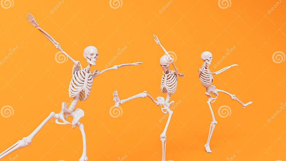 Fun Halloween Dancing Skeleton Character. 3D Rendering Stock ...