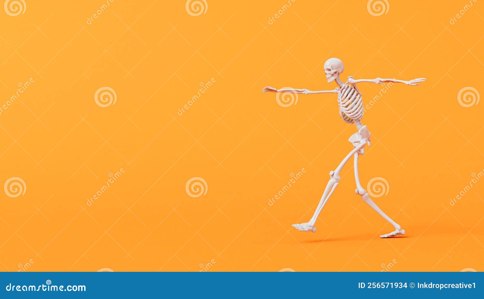 Fun Halloween Dancing Skeleton Character. 3D Rendering Stock ...