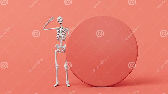 Fun Halloween Waving Skeleton Character. 3D Rendering Stock ...