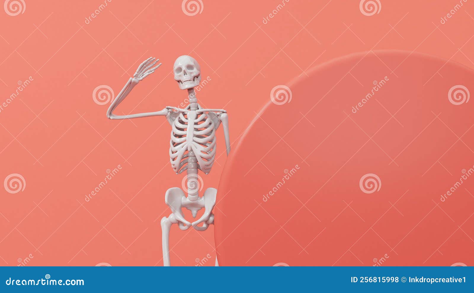 Fun Halloween Waving Skeleton Character. 3D Rendering Stock ...