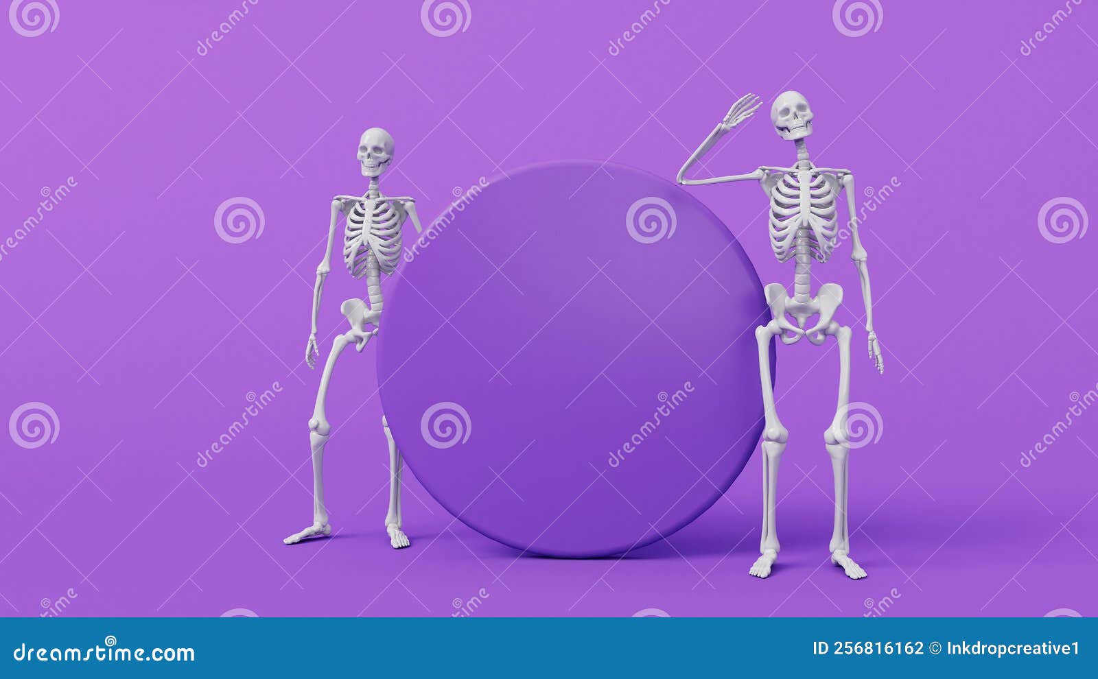 Fun Halloween Waving Skeleton Character. 3D Rendering Stock ...