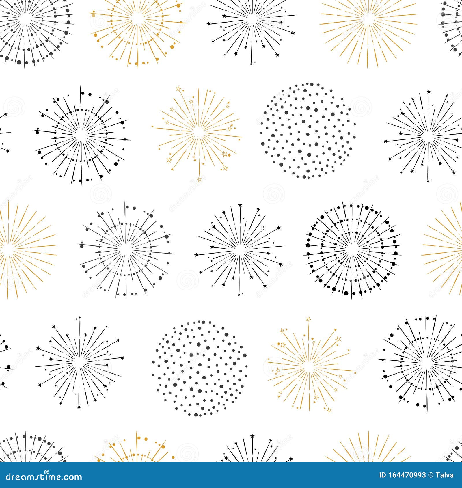 Fun Hand Drawn Doodle Fireworks, Seamless Pattern, Great for Textiles ...