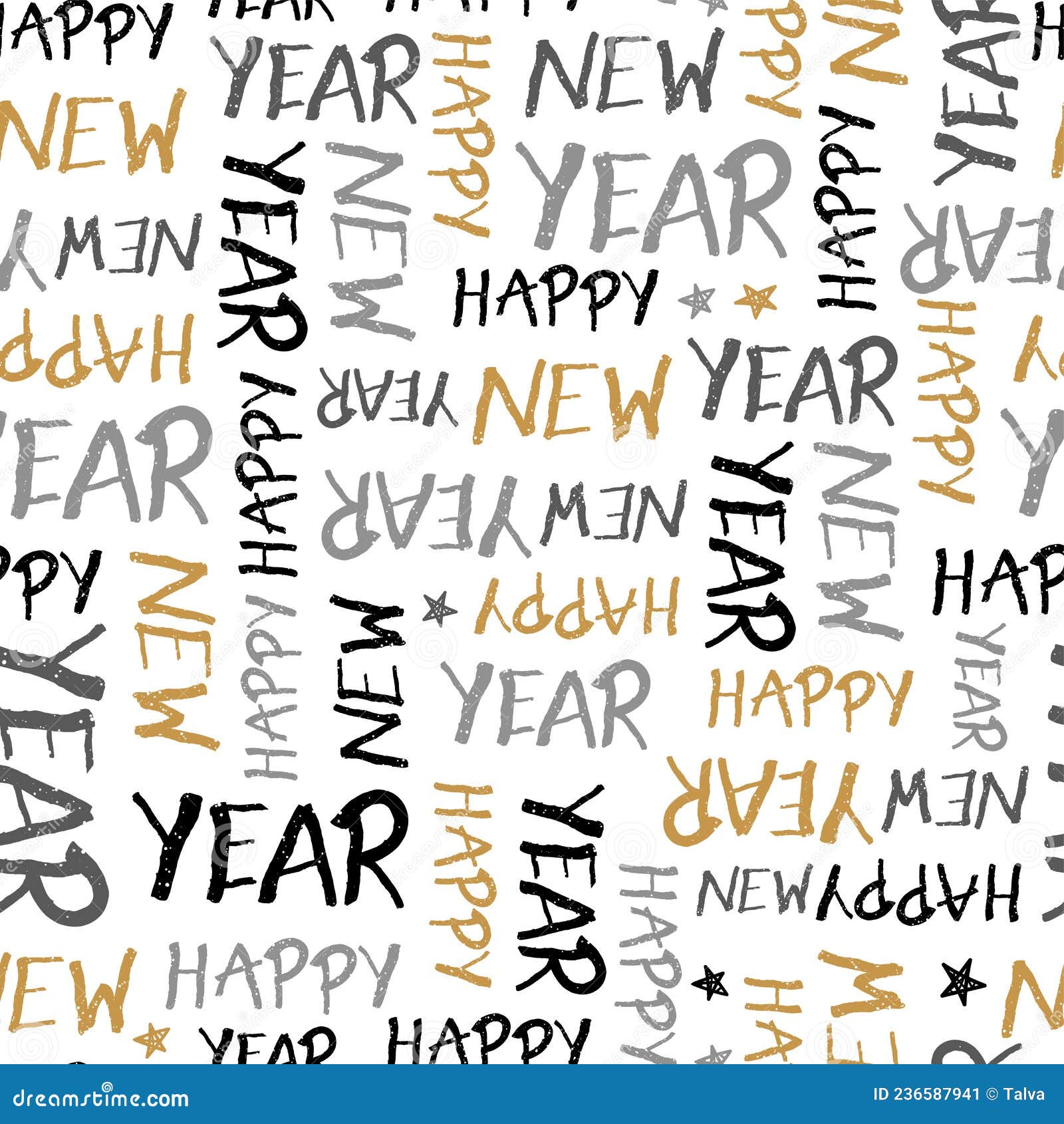 Fun Hand Written New Years Seamless Pattern for Gift Wrapping, Textiles ...