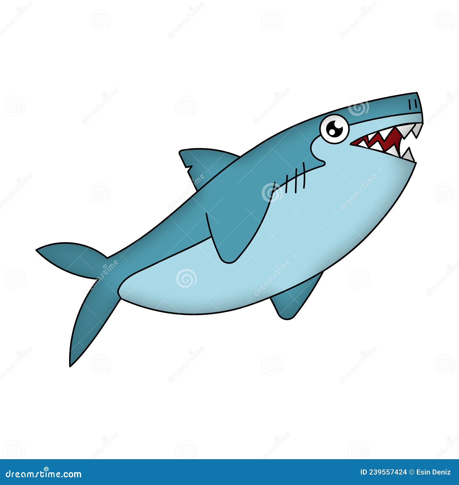 Fun, Happy Shark Cartoon Illustration Stock Illustration - Illustration ...