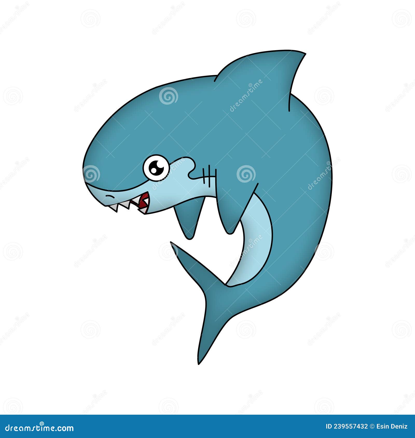 Fun, Happy Shark Cartoon Illustration Stock Illustration - Illustration ...