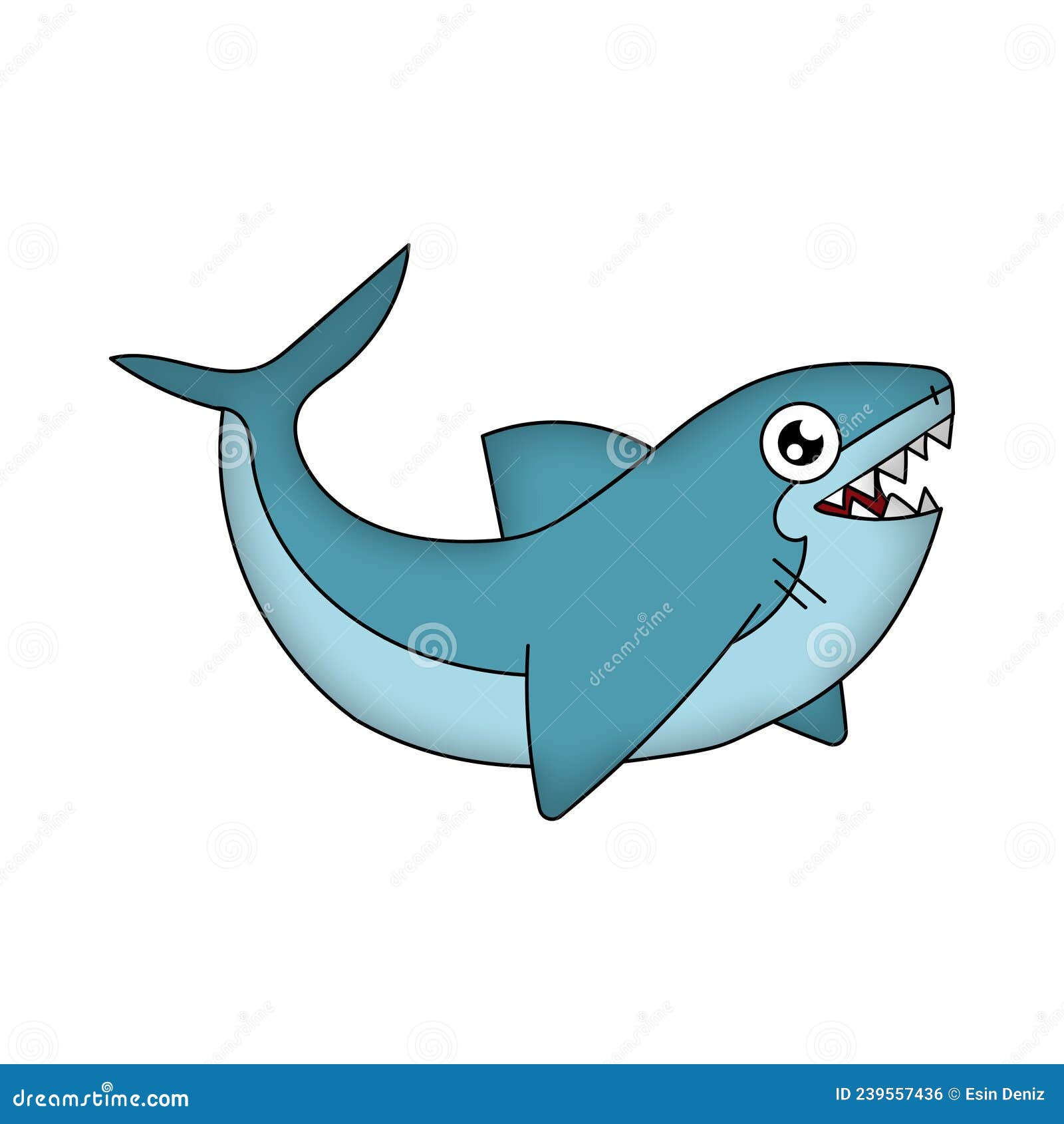 Fun, Happy Shark Cartoon Illustration Stock Illustration - Illustration ...