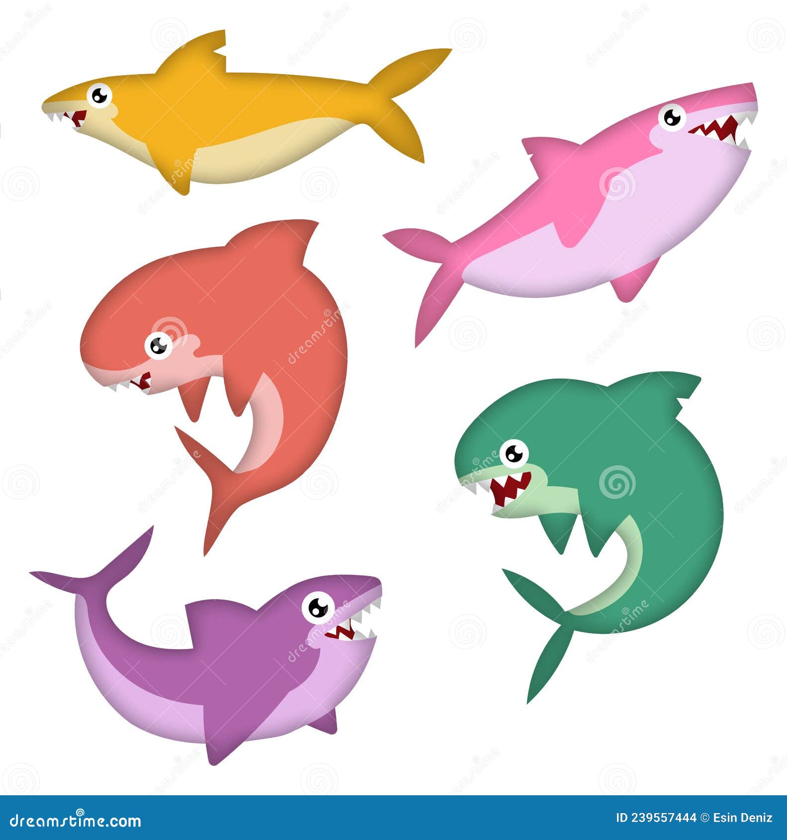 Fun, Happy Shark Cartoon Illustration Stock Illustration - Illustration ...