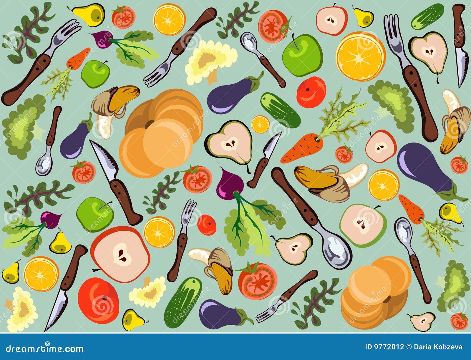 Fun Healthy Cuisine Pattern Stock Vector - Illustration of cuisine ...