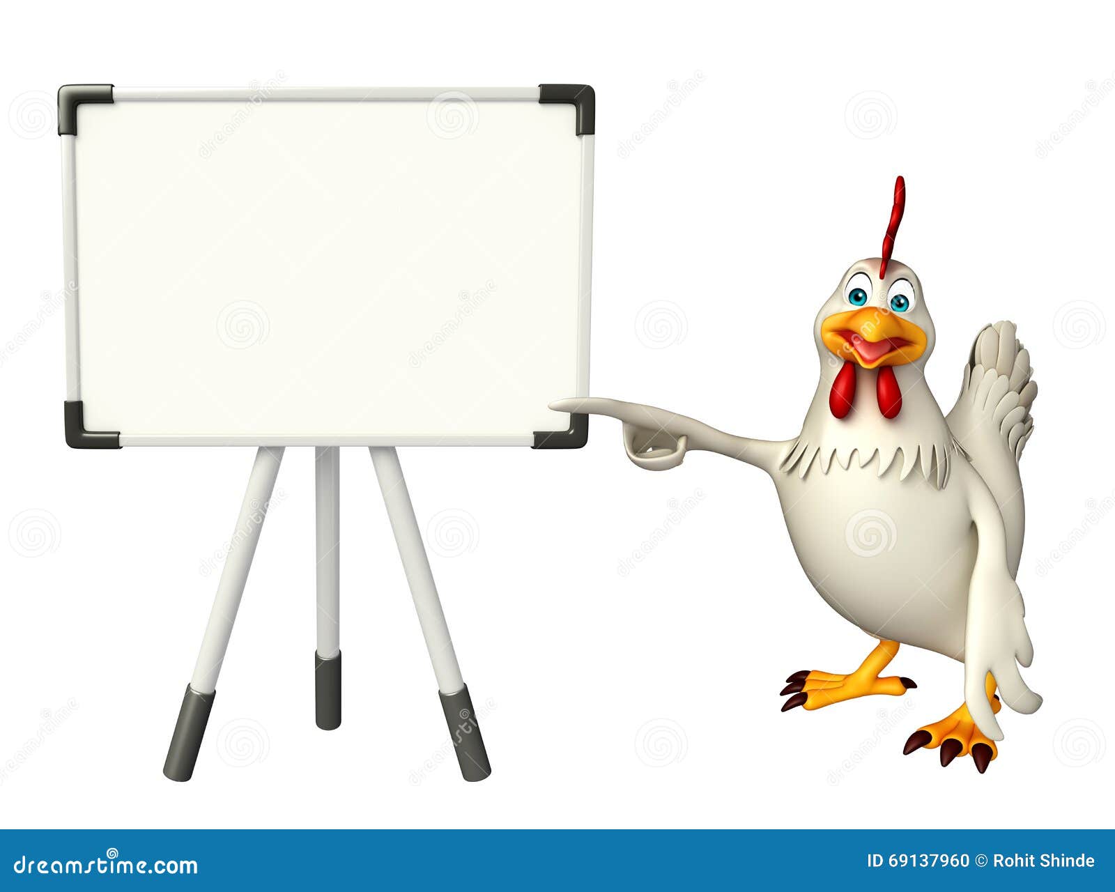 Fun Hen Cartoon Character with Display Board Stock Illustration ...