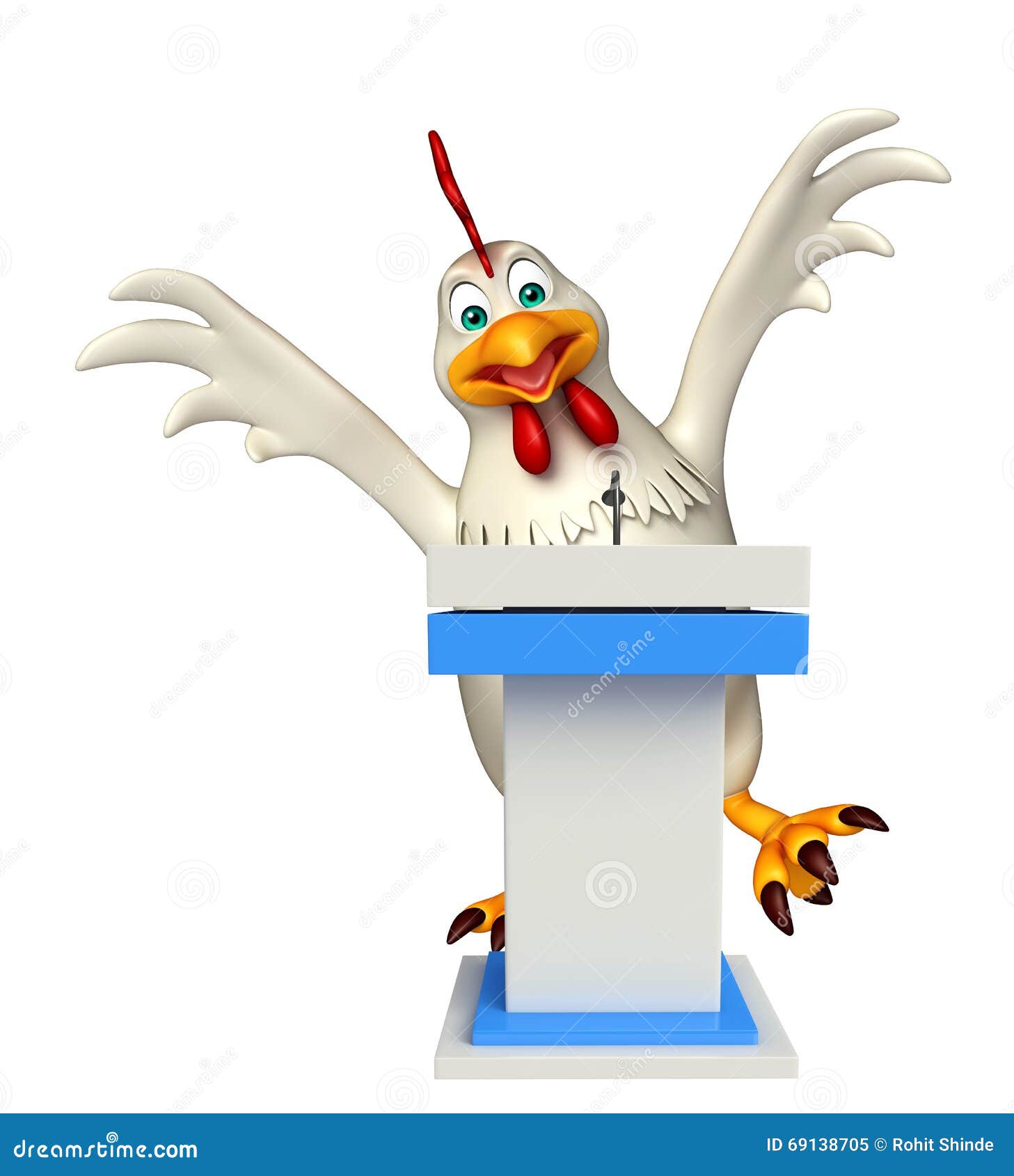 Fun Hen Cartoon Character with Speech Stage Stock Illustration ...