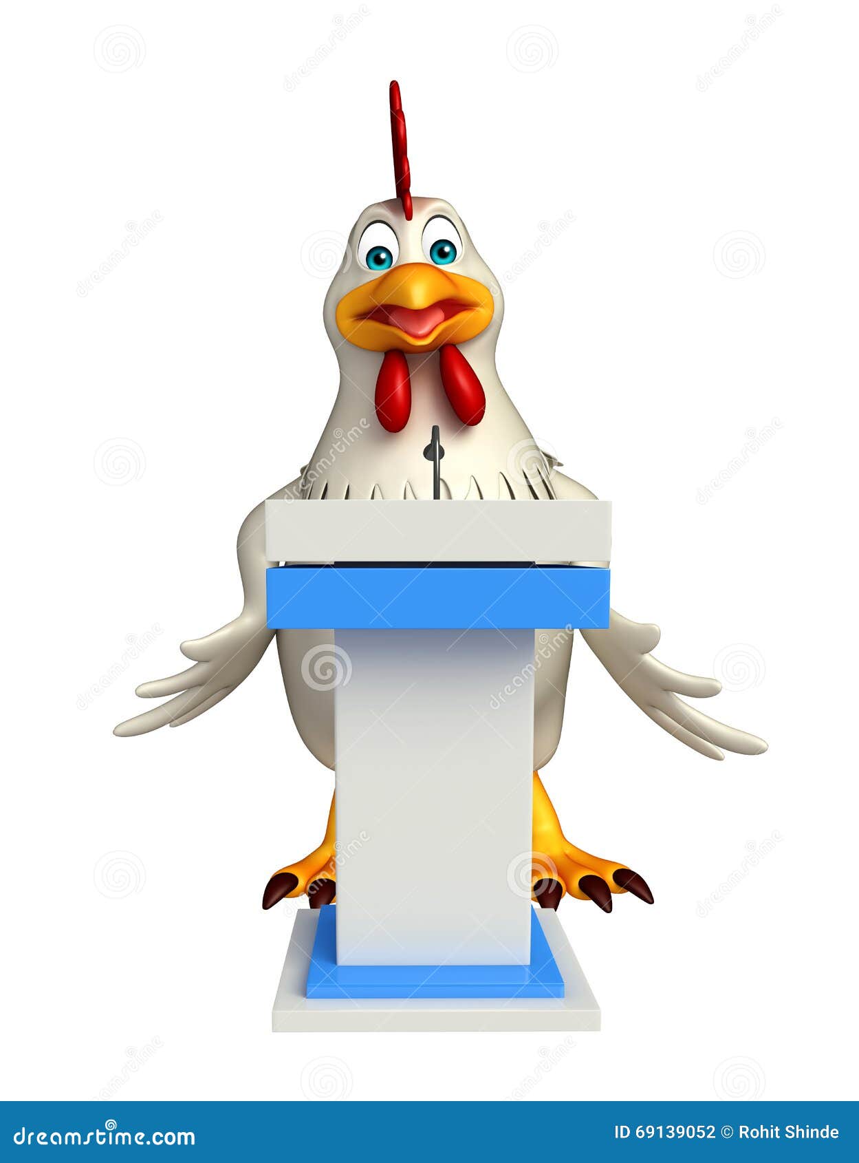 Fun Hen Cartoon Character with Speech Stage Stock Illustration ...