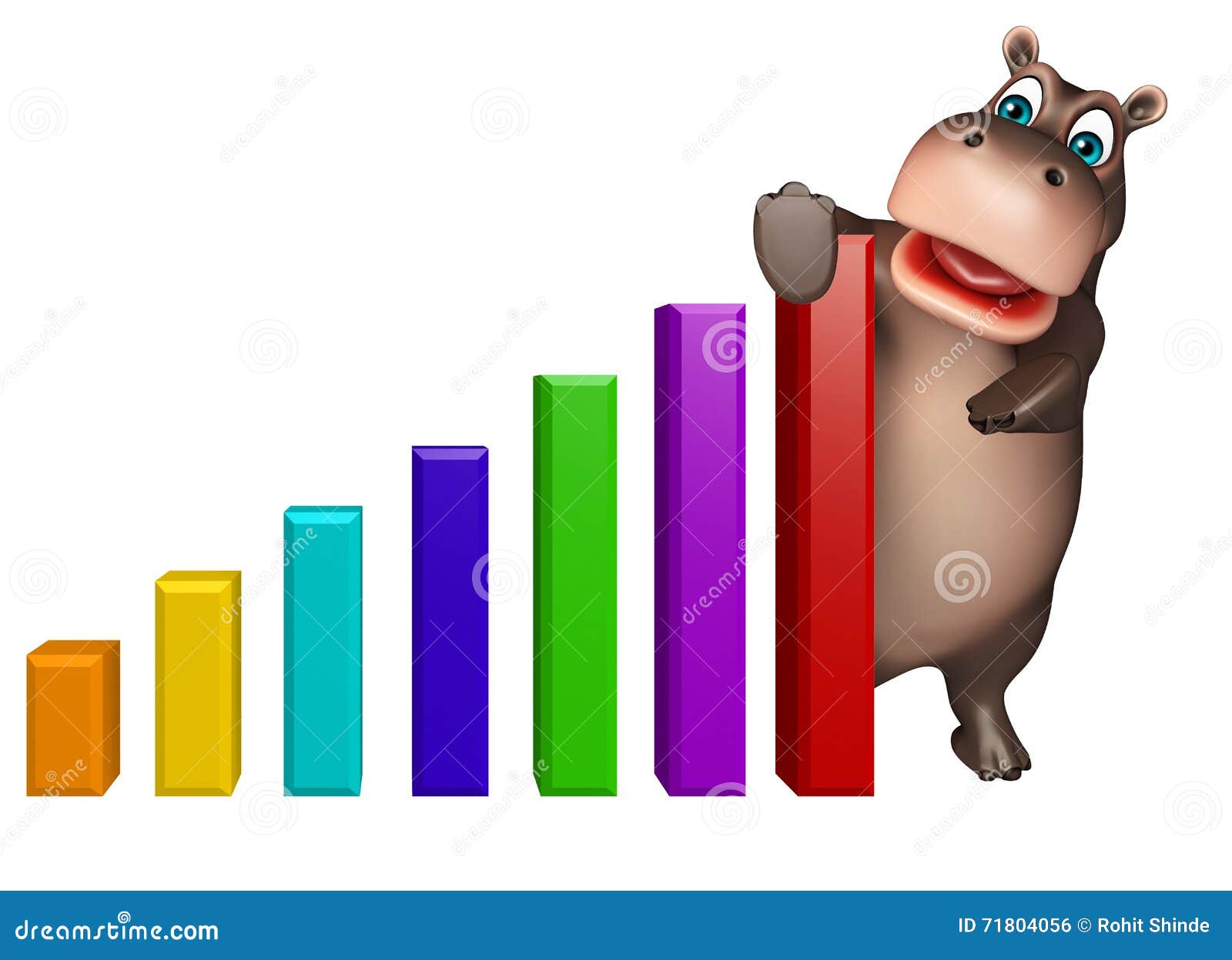 Fun Hippo Cartoon Character with Graph Stock Illustration ...