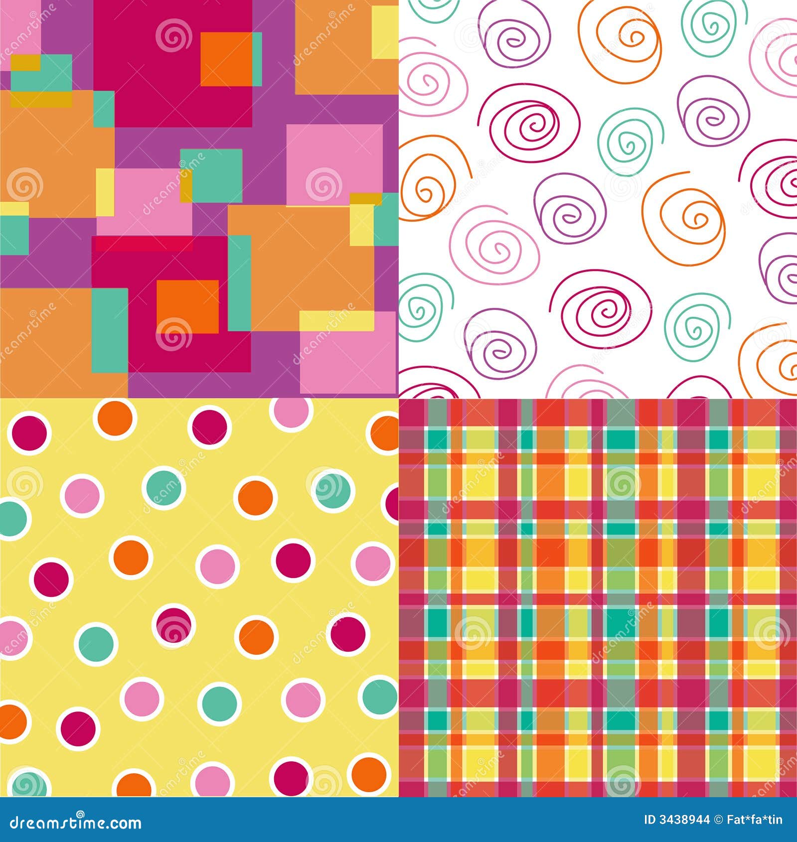 Fun hot pink squares combo stock vector. Illustration of happy - 3438944