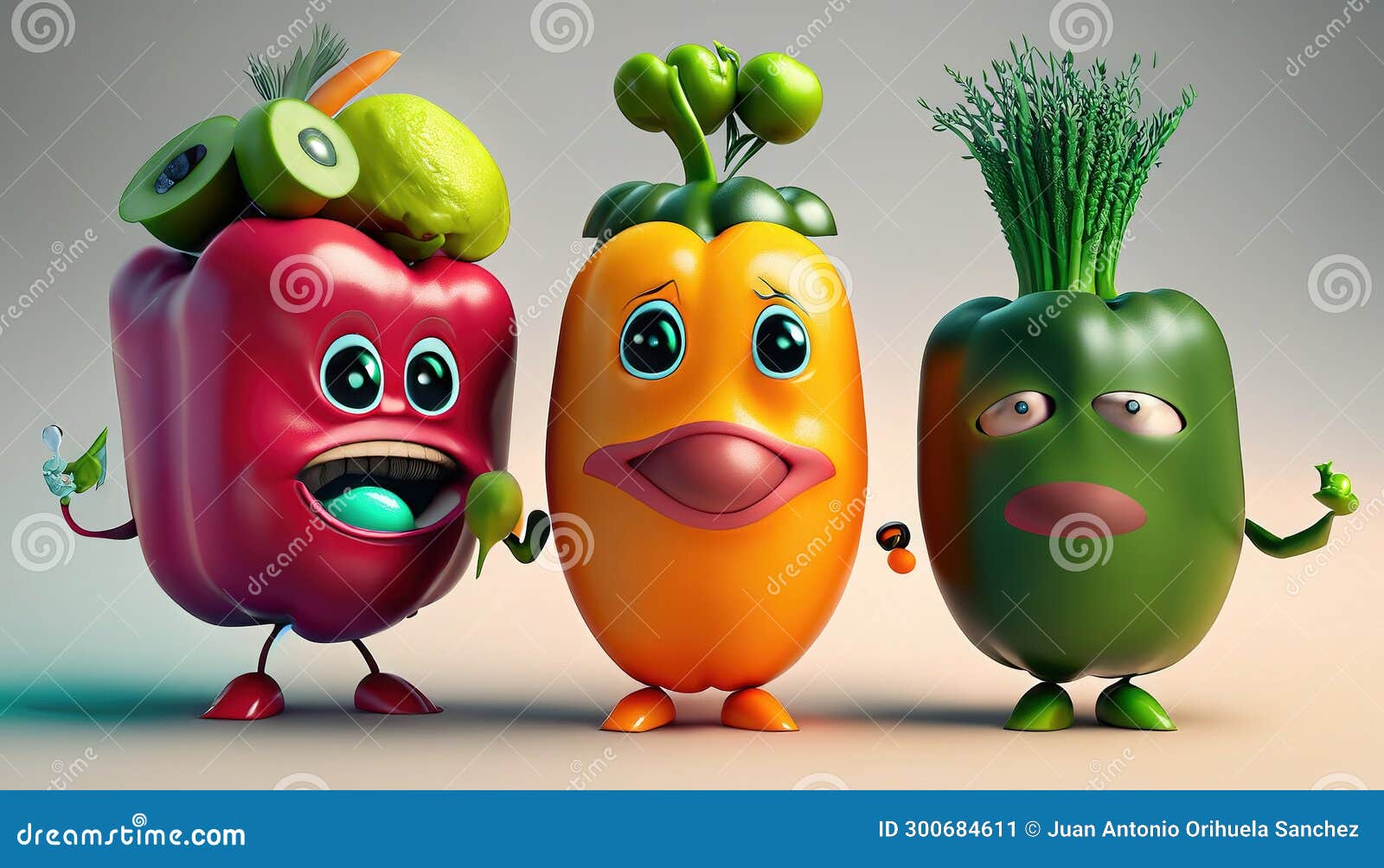 Fun Humanized Fruit and Vegetable Characters. Stock Illustration ...